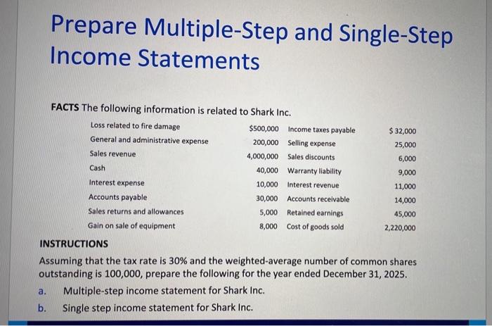 Solved Prepare Multiple-Step and Single-Step Income | Chegg.com