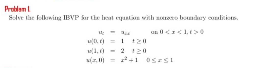 Solved Problem I.Solve the following IBVP for the heat | Chegg.com
