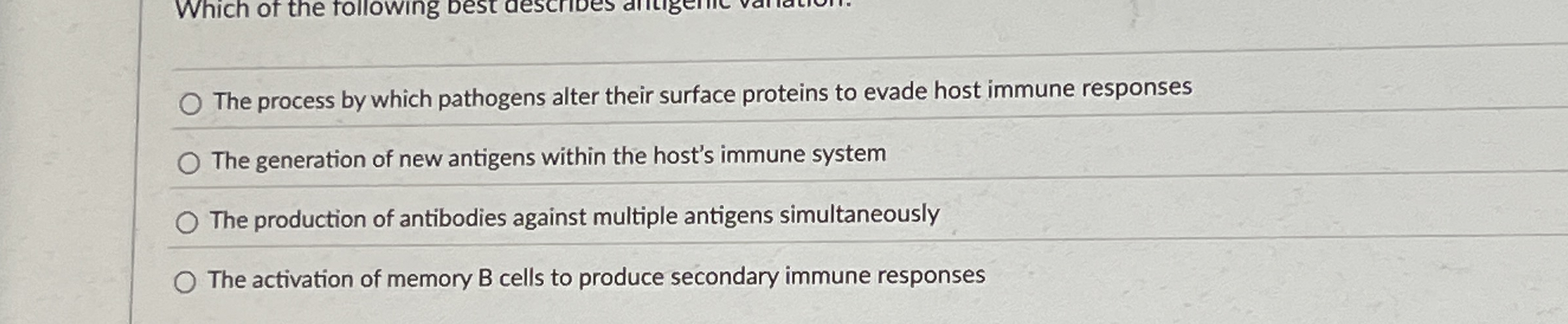 Solved The process by which pathogens alter their surface | Chegg.com