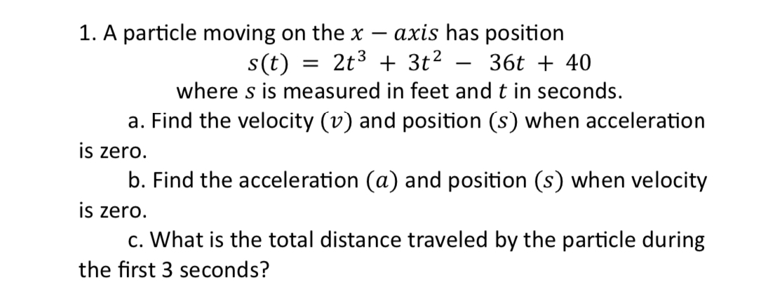 Solved A particle moving on the x-axis has | Chegg.com