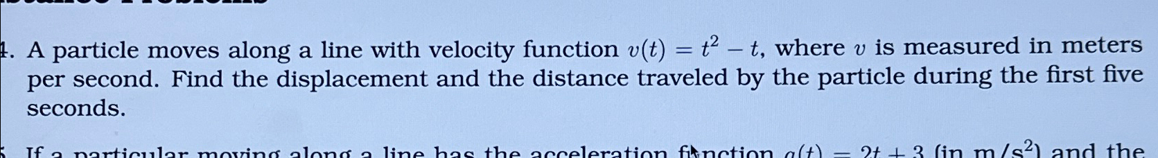 A particle moves along a line with velocity function | Chegg.com