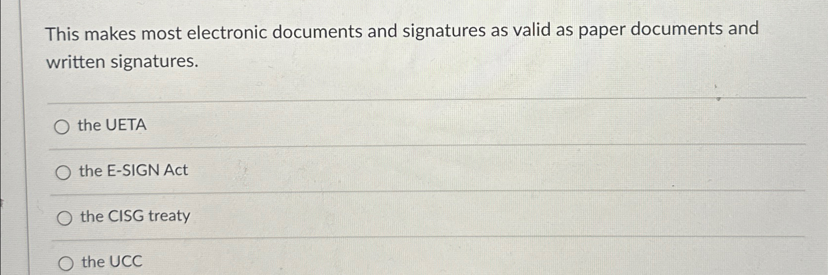 Solved This makes most electronic documents and signatures | Chegg.com