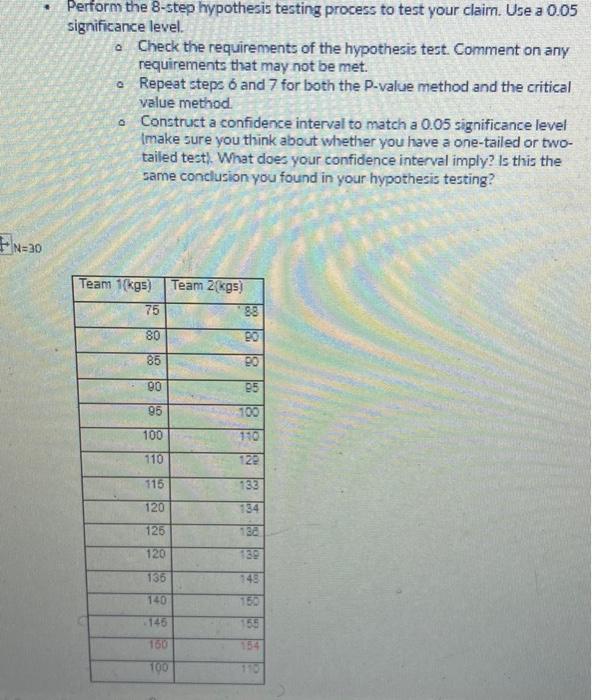 Solved - Perform the 8-step hypothesis testing process to | Chegg.com
