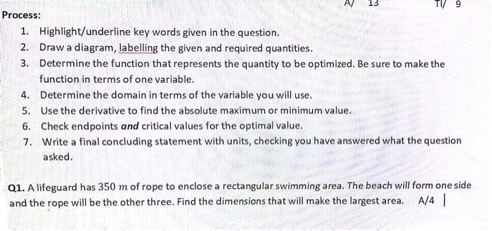 Solved Process: 1. Highlight/underline key words given in | Chegg.com