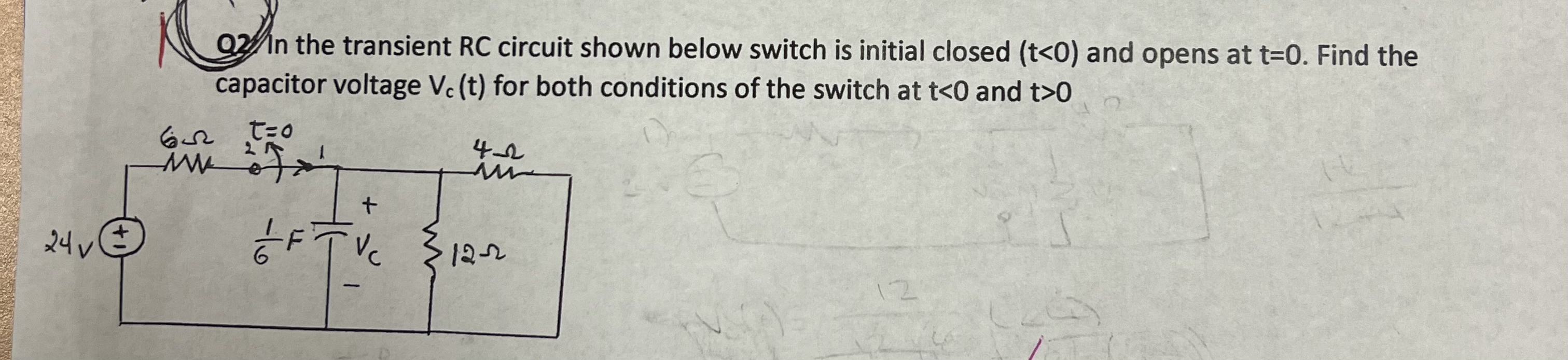 Q2. ﻿In the transient RC circuit shown below switch | Chegg.com