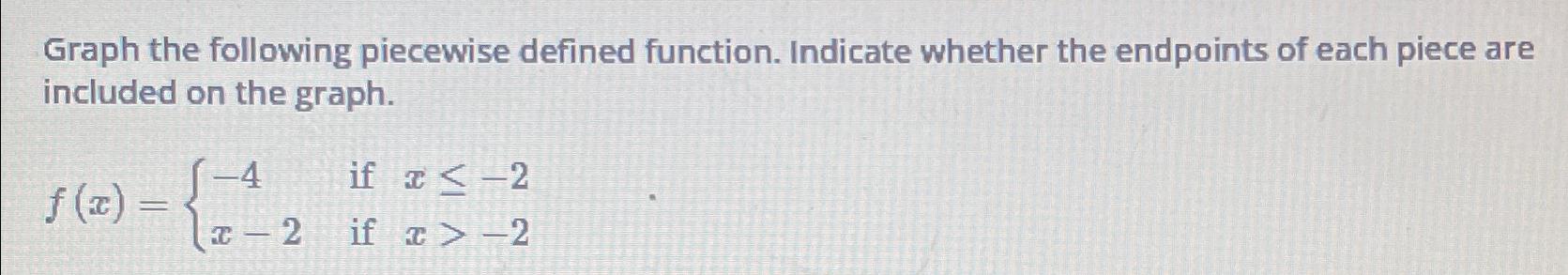 Solved Graph the following piecewise defined function. | Chegg.com