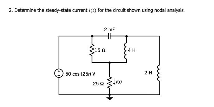 Solved 2. Determine the steady-state current i(t) for the | Chegg.com