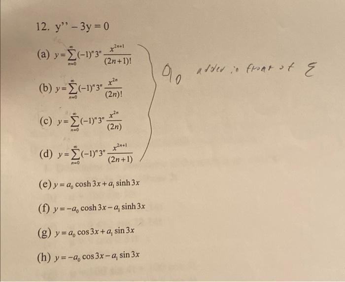 Solved solve the DE by using a series solution, answer | Chegg.com