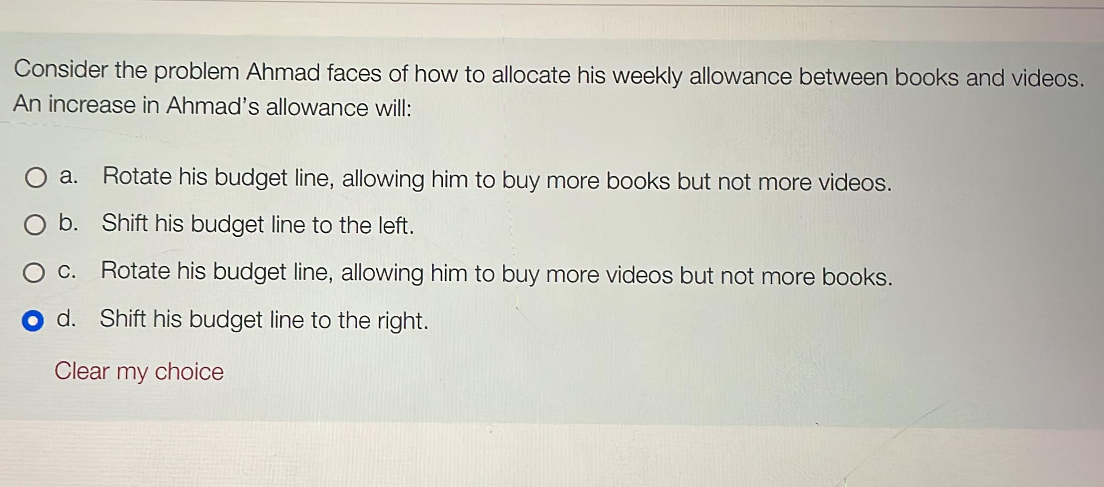 Solved Consider the problem Ahmad faces of how to allocate | Chegg.com