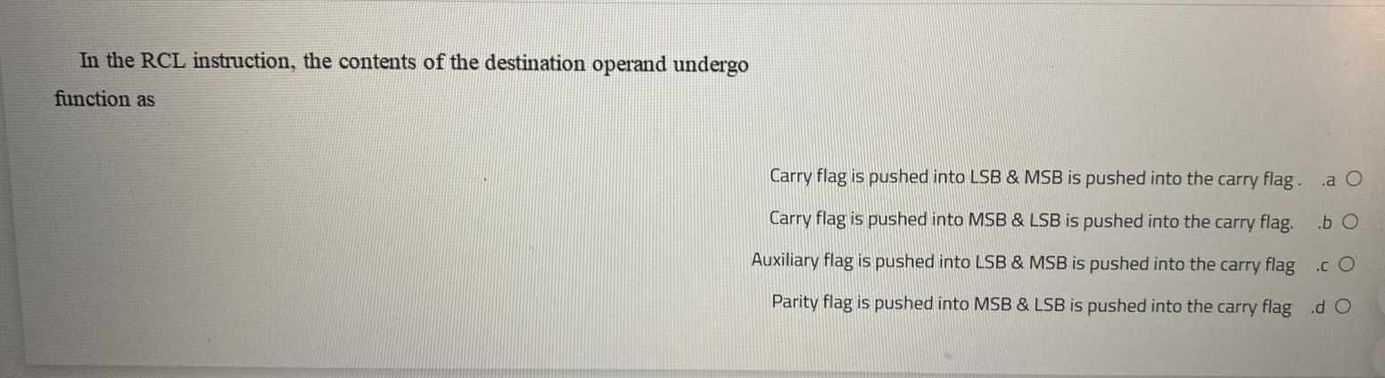 Solved In the RCL instruction, the contents of the | Chegg.com