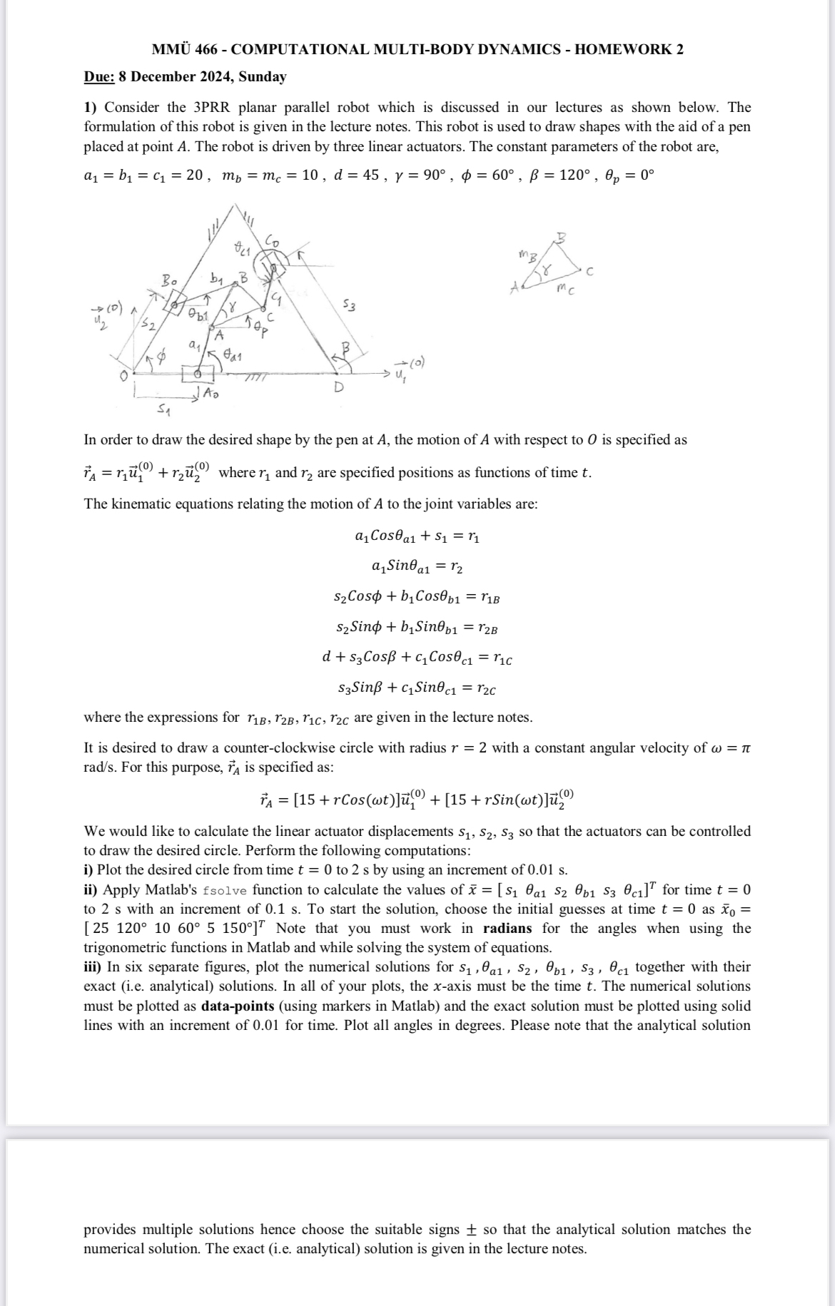 Solved Consider the 3PRR planar parallel robot which is | Chegg.com