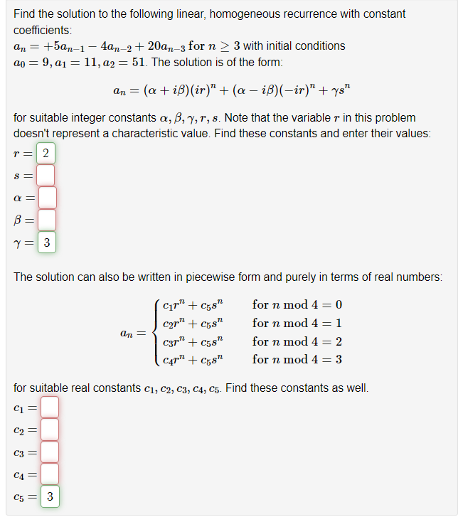 Solved Find the solution to the following linear, | Chegg.com