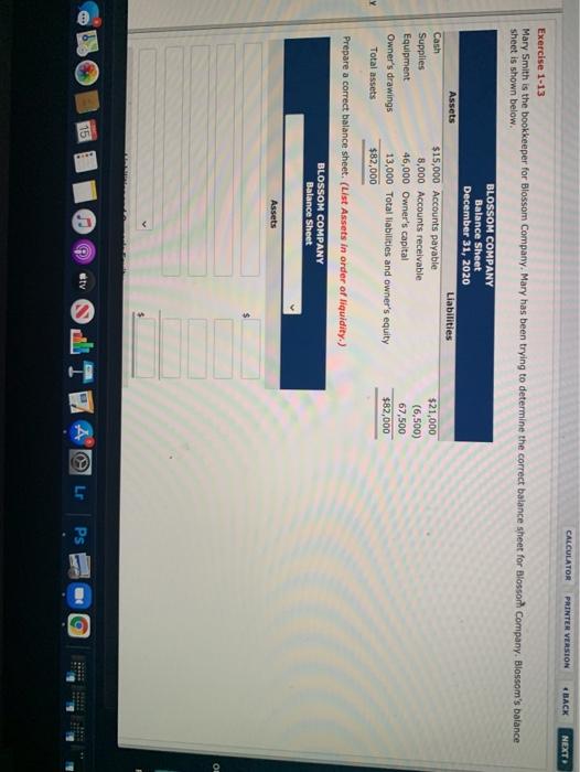 Solved CALCULATOR PRINTER VERSION BACK NEXT Exercise 1-13 | Chegg.com