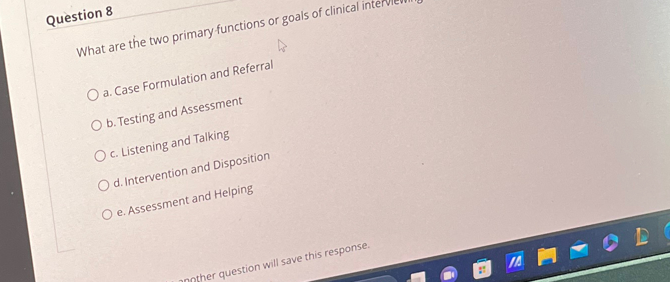 Solved Question 8What are the two primary functions or goals | Chegg.com