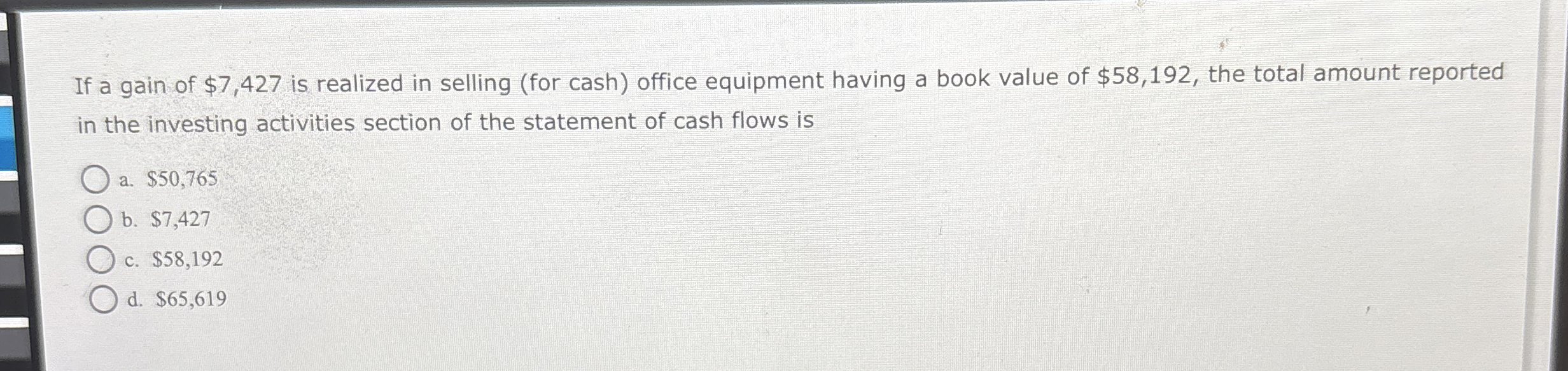 If a gain of $7,427 ﻿is realized in selling (for | Chegg.com