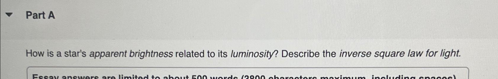 Solved Part AHow is a star's apparent brightness related to | Chegg.com