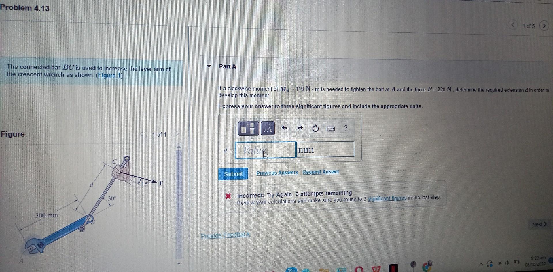 Solved The connected bar BC is used to increase the lever | Chegg.com