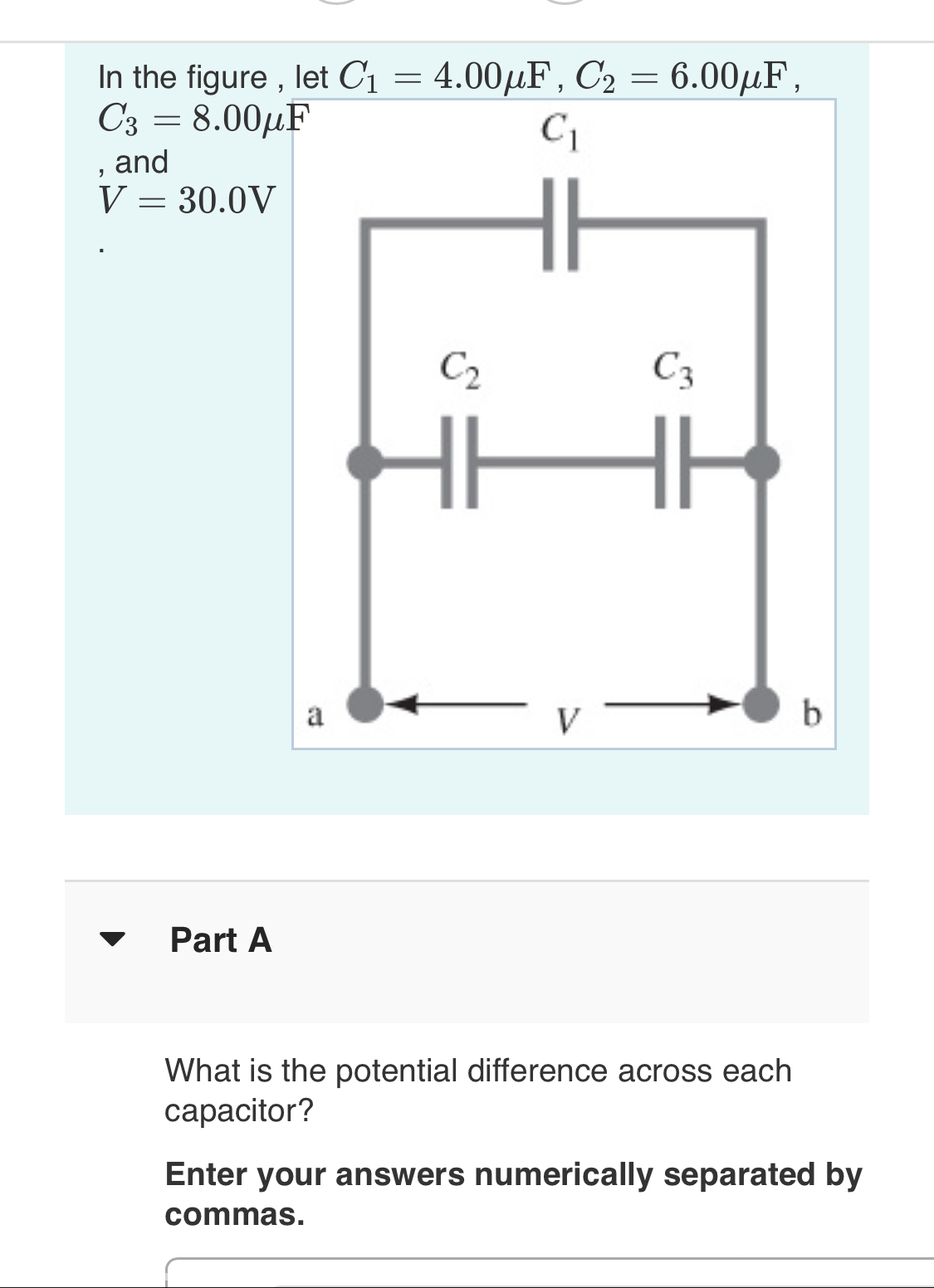 Solved In the figure, let C1=4.00μF,C2=6.00μF, C3=8.00μF , | Chegg.com