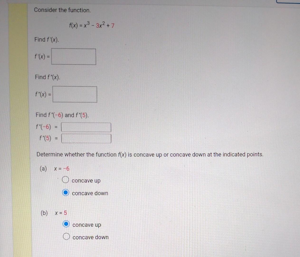 Solved Consider The Function F X X3−3x2 7 Find F′ X