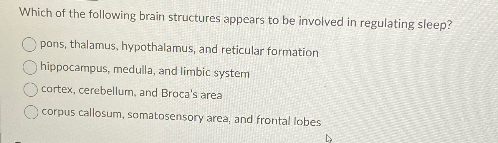 Solved Which of the following brain structures appears to be | Chegg.com
