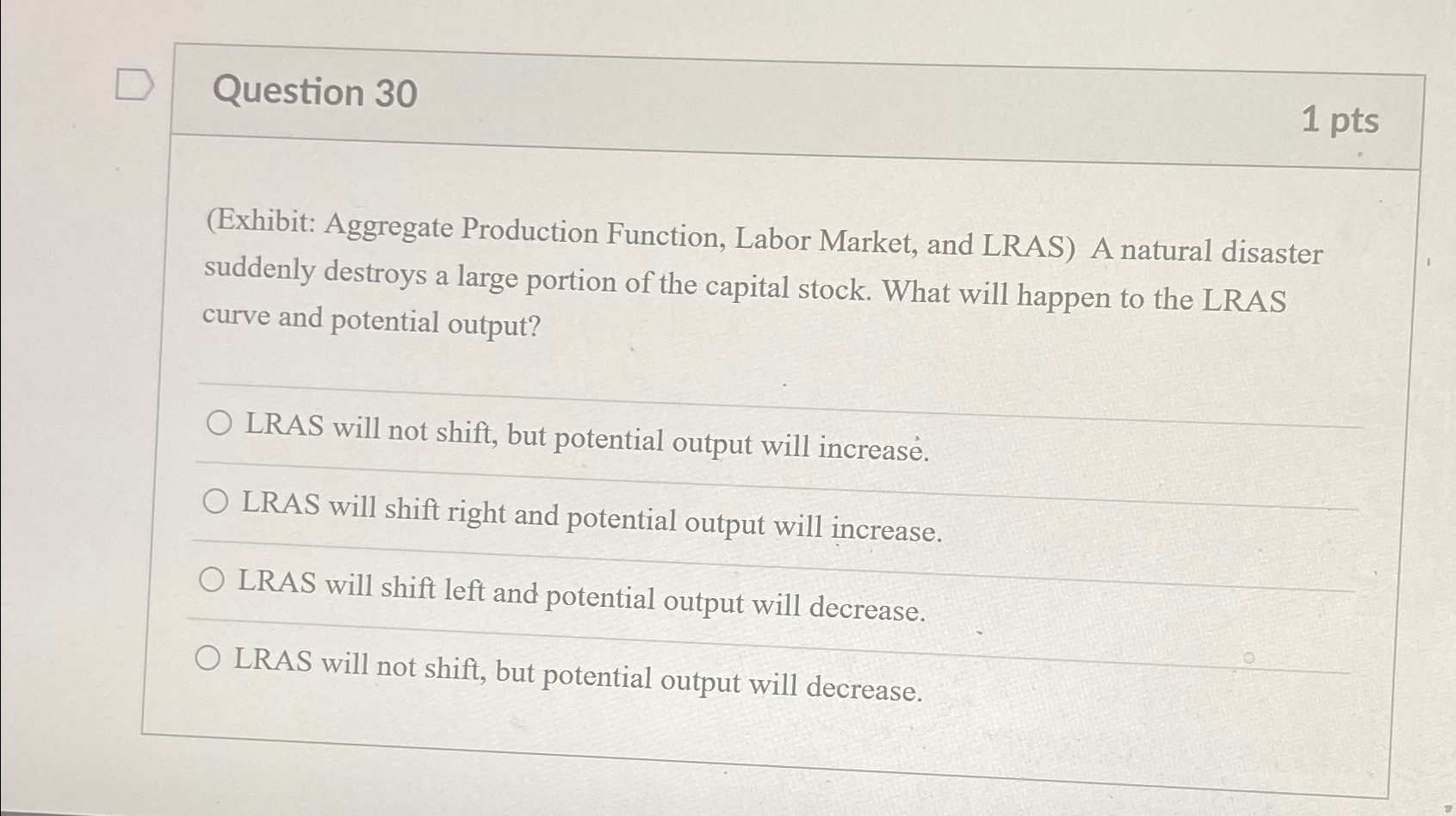 Solved Question 301pts(Exhibit: Aggregate Production | Chegg.com