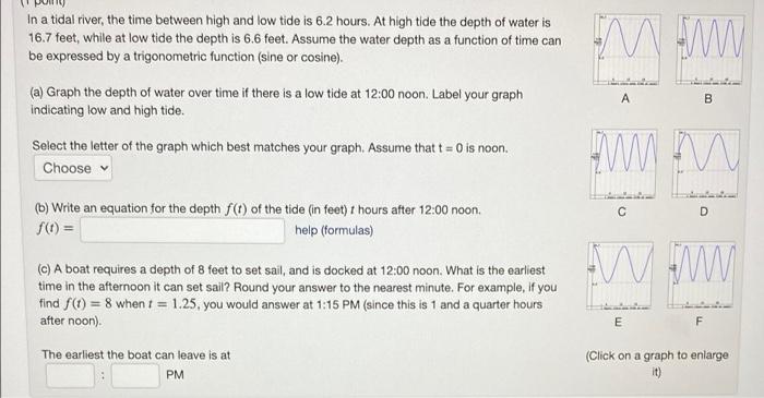 Solved In a tidal river, the time between high and low tide | Chegg.com