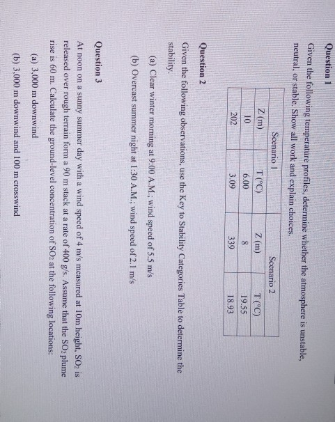 Solved Question 1 Given the following temperature profiles, | Chegg.com