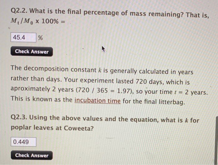 Solved Q2.2. What is the final percentage of mass remaining? | Chegg.com