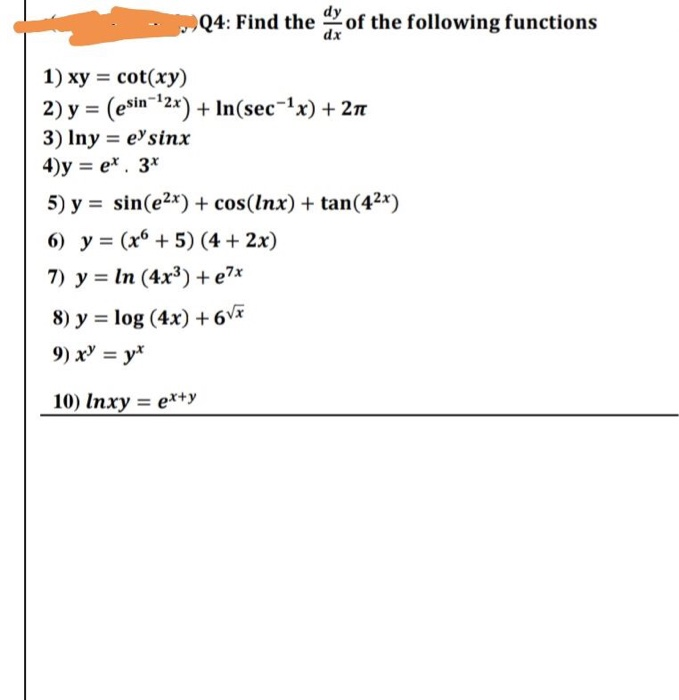 Solved 9Q4: Find the dom of the following functions 1) xy = | Chegg.com