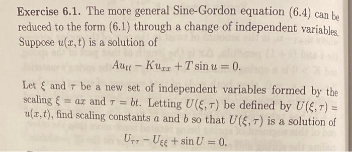Solved Exercise 6 1 The More General Sine Gordon Equation