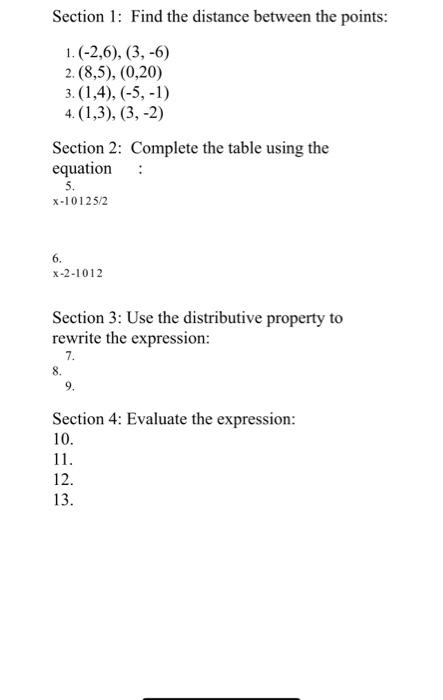 Section 2: Complete the table using the equation : 5. | Chegg.com