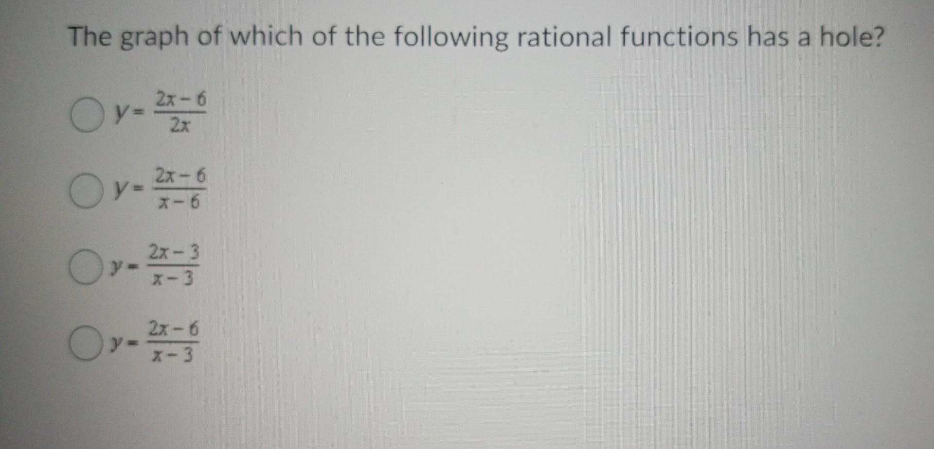 Solved The graph of which of the following rational | Chegg.com
