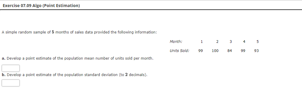 Exercise 07.09 ﻿Algo (Point Estimation)A simple | Chegg.com