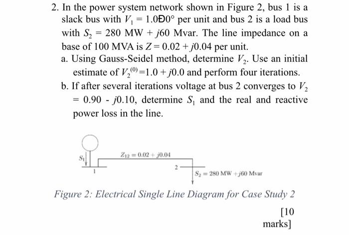 Solved 2. In the power system network shown in Figure 2, bus | Chegg.com