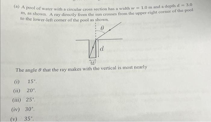 Solved (a) A pool of water with a circular cross section has | Chegg.com