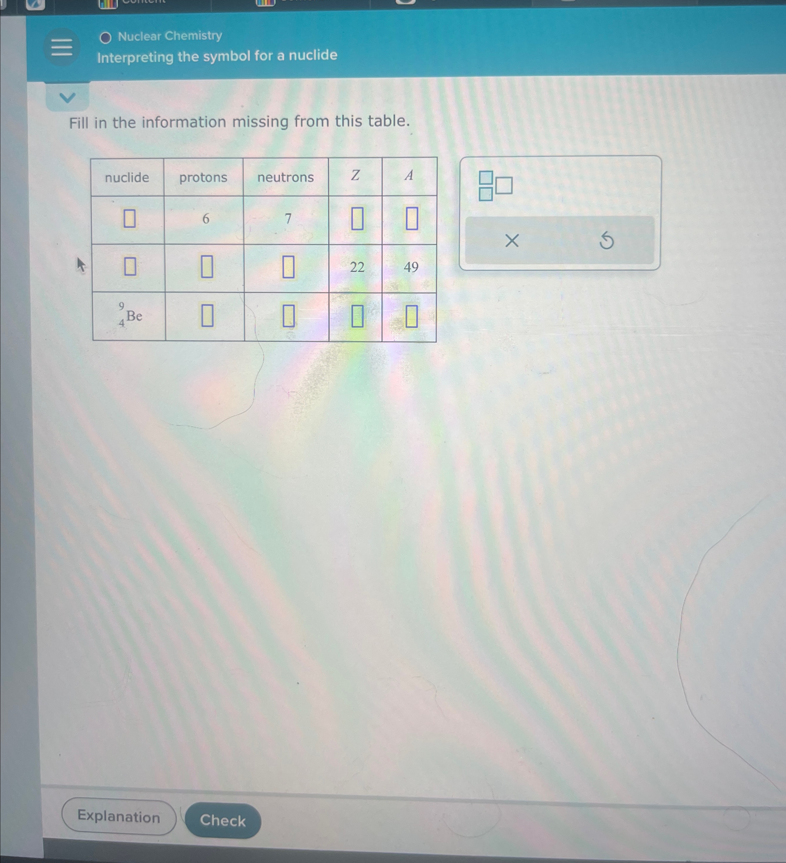 Solved Nuclear ChemistryInterpreting the symbol for a | Chegg.com