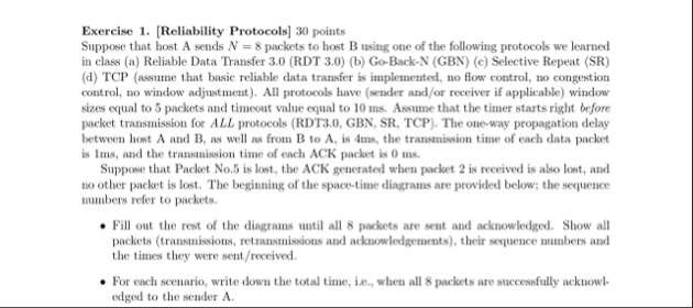 Solved TCP Reliability. In addition to the parameters | Chegg.com
