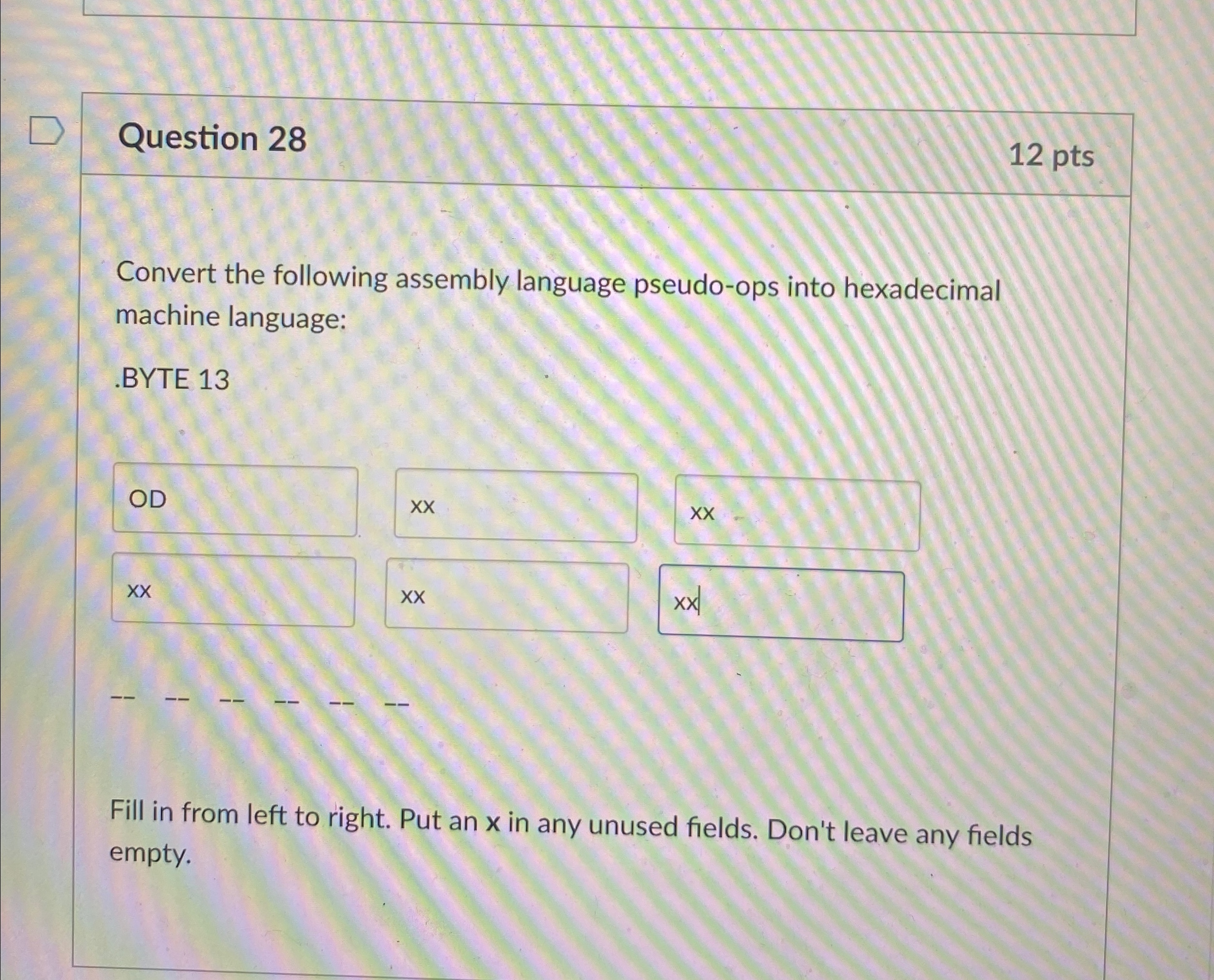 Solved Question 2812 ﻿ptsConvert the following assembly | Chegg.com
