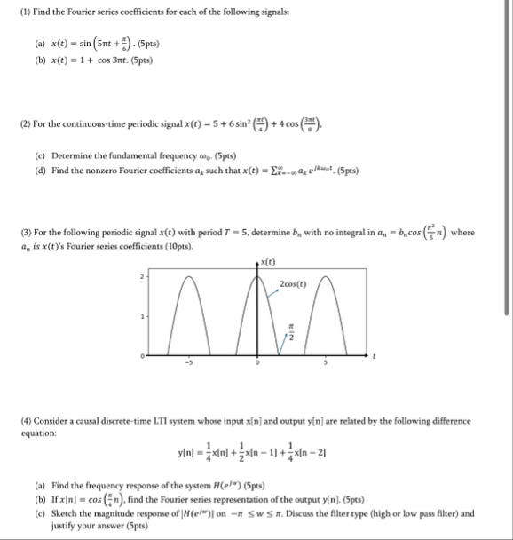 Solved P(1) ﻿Find the Fourier series coefficients for each | Chegg.com