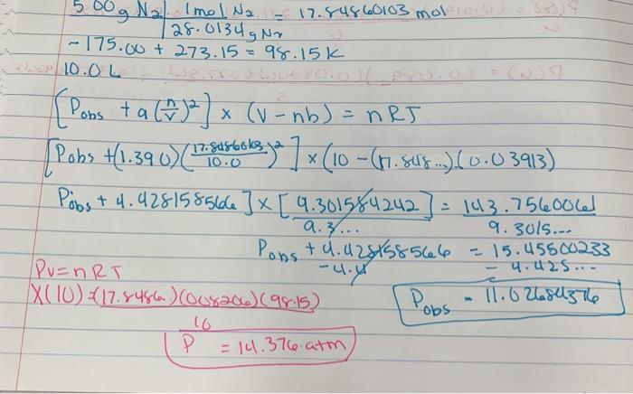 Solved Calculate the pressure exerted by 500. g N2 in a 10.0 | Chegg.com