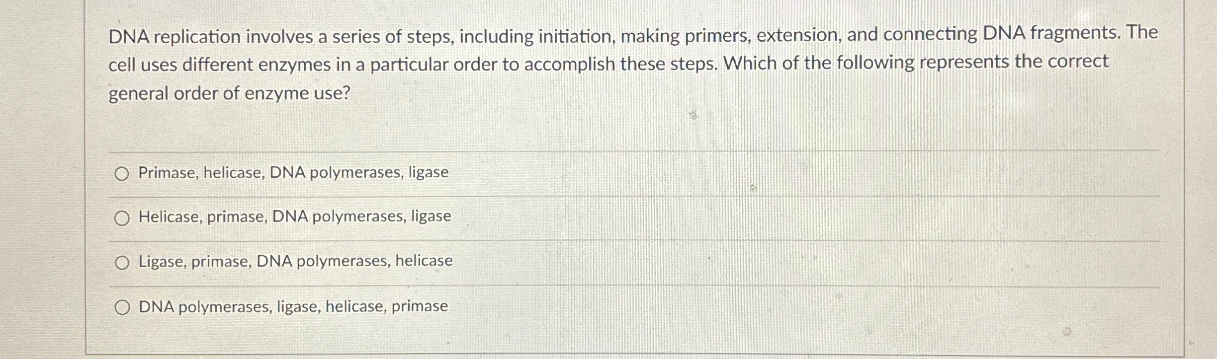 Solved DNA replication involves a series of steps, including | Chegg.com