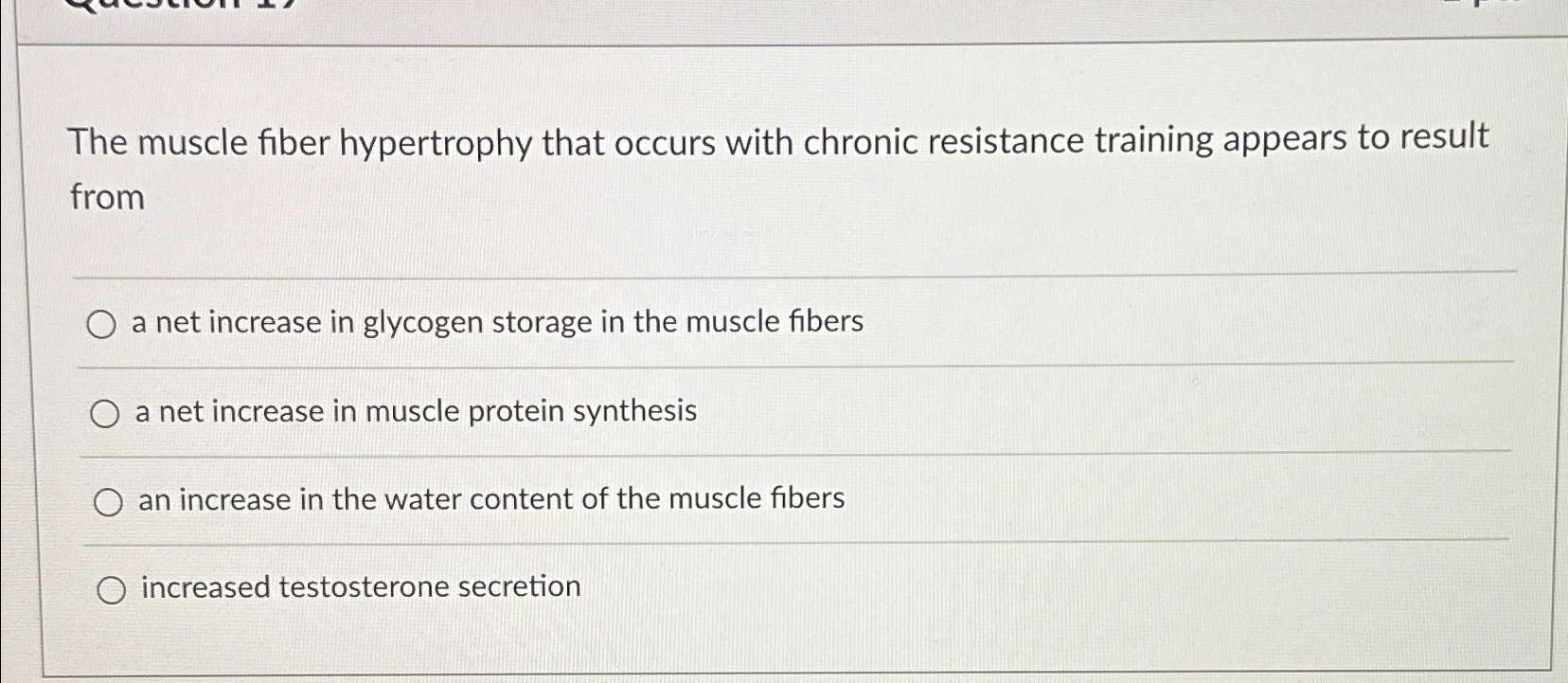 Solved The muscle fiber hypertrophy that occurs with chronic | Chegg.com