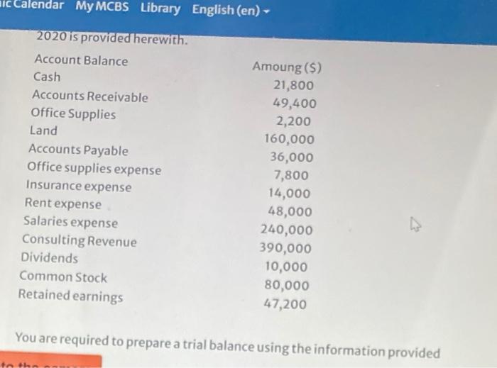 Solved ic Calendar My MCBS Library English (en) 2020 is | Chegg.com