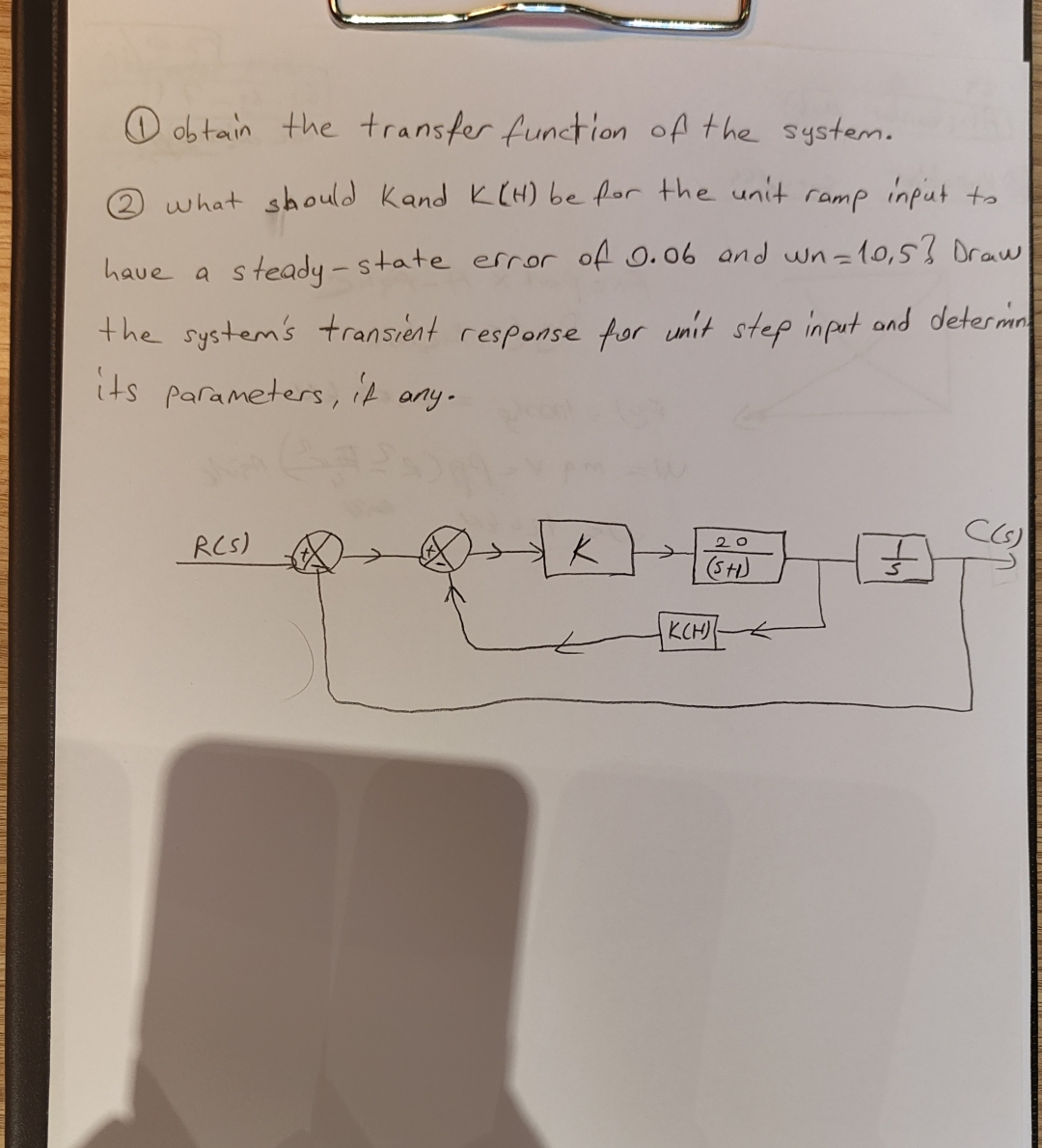 Solved (1) ﻿obtain the transfer function of the system.What | Chegg.com