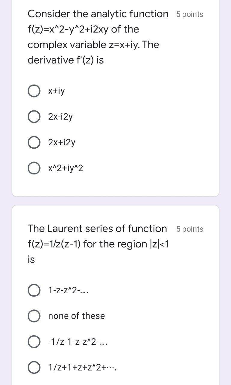 Solved Consider the analytic function 5 points | Chegg.com