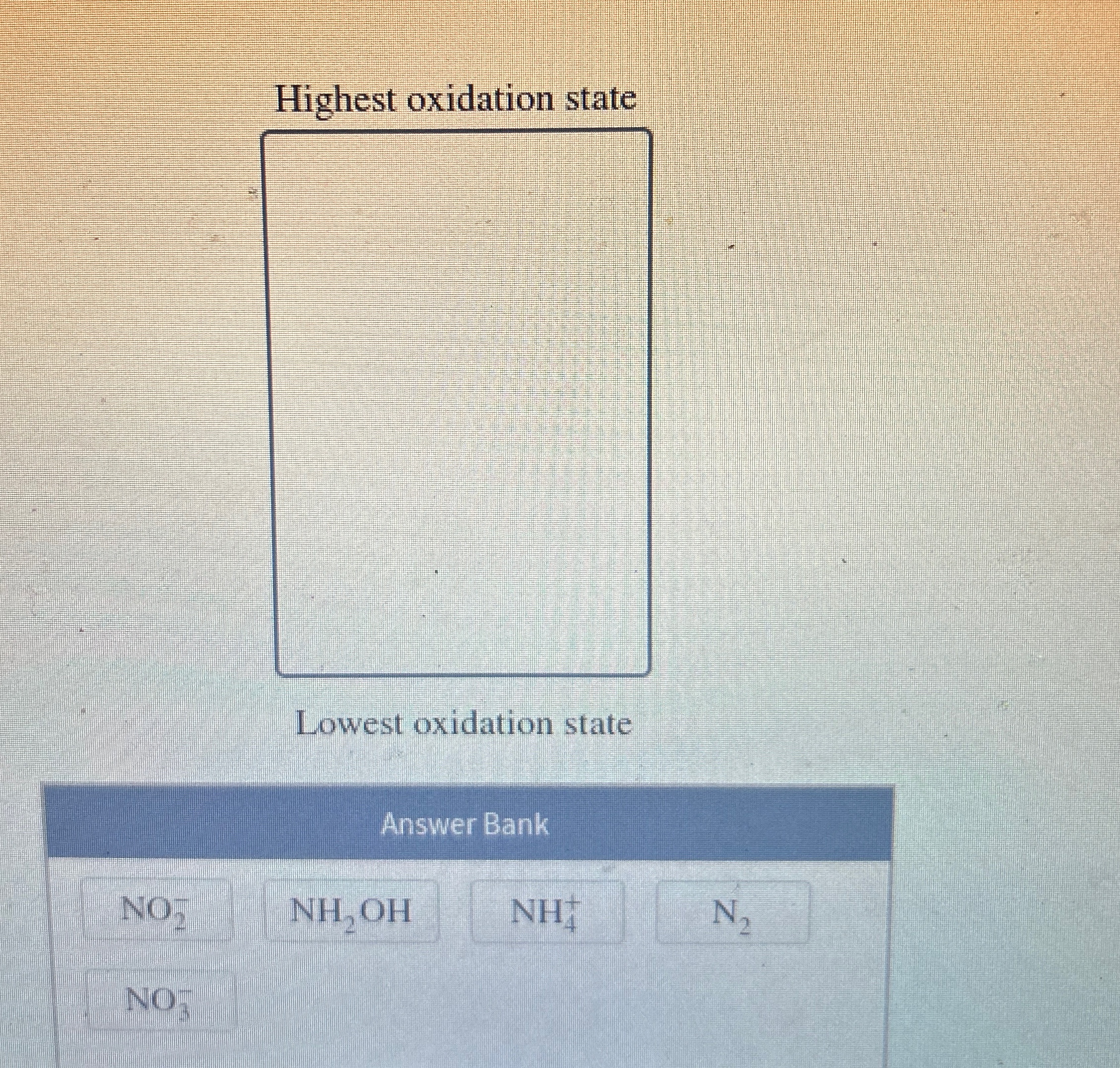 Solved Highest oxidation state Lowest oxidation stateAnswer | Chegg.com
