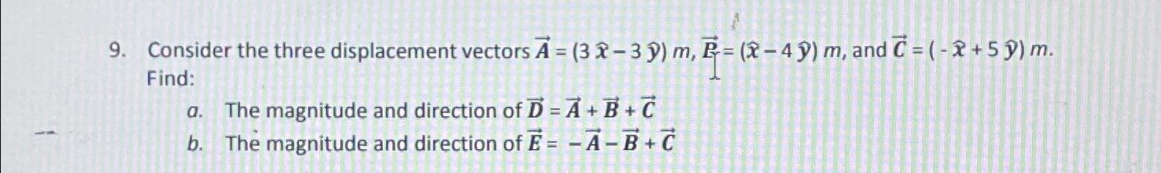 Solved Consider the three displacement vectors | Chegg.com