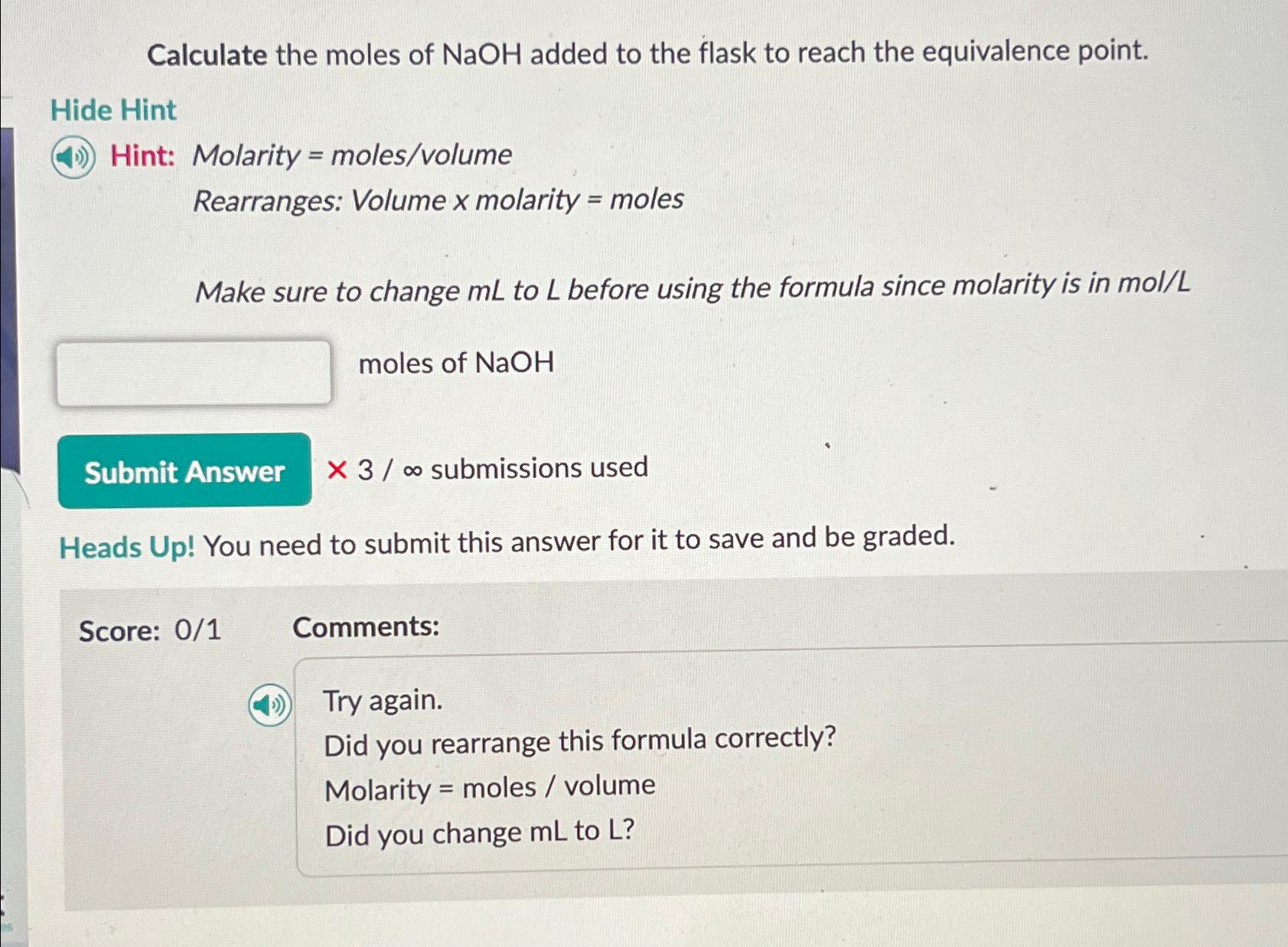 Calculate the moles of NaOH added to the flask to | Chegg.com