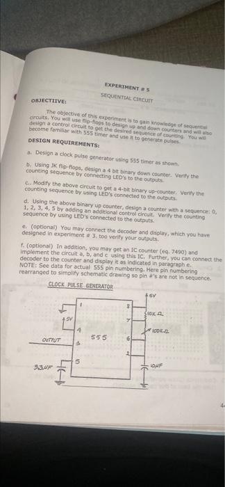 Solved EXPERIMENTS SEQUENTIAL CIRCUIT OBJECTIVE: The | Chegg.com