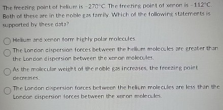 Solved The freezing point of helium is -270°C. ﻿The freezing | Chegg.com